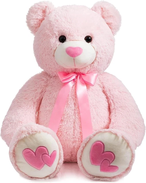 GIANT PINK TEDDY Bear 91cm 36in Plush with Red Heart £34.99 - PicClick UK