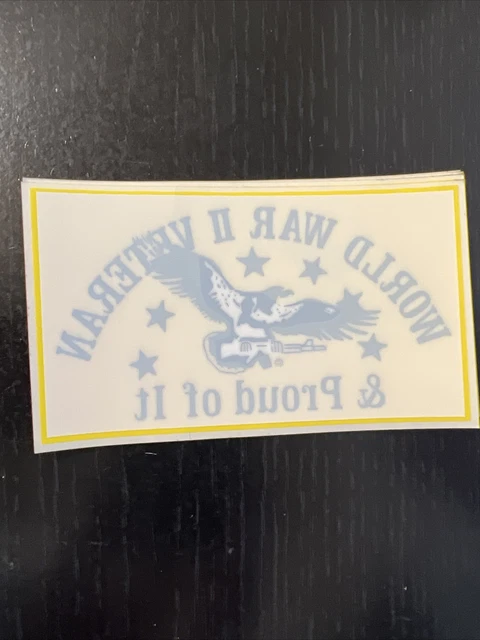 WORLD WAR, TWO II WWII Veteran Decal STICKER 3"x 4 1/2” for INSIDE ...