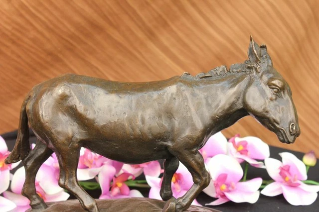 BRONZE SCULPTURE ART Deco Donkey Mule Handcrafted Detailed Marble Base ...