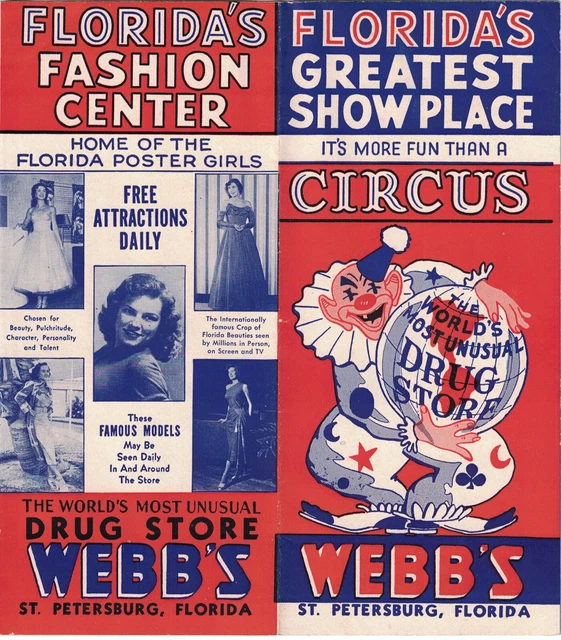 1950S ST PETERSBURG WEBB'S DRUG STORE Circus multi-fold brochure $15.00 ...