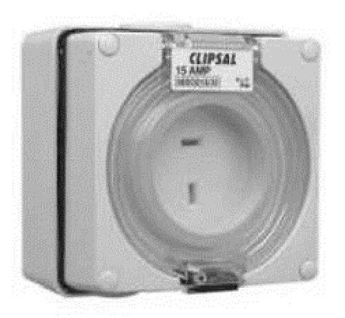 CLIPSAL INDUSTRIAL SURFACE SOCKET 32V 15A 2-Pin Polarised GREY *Aust ...