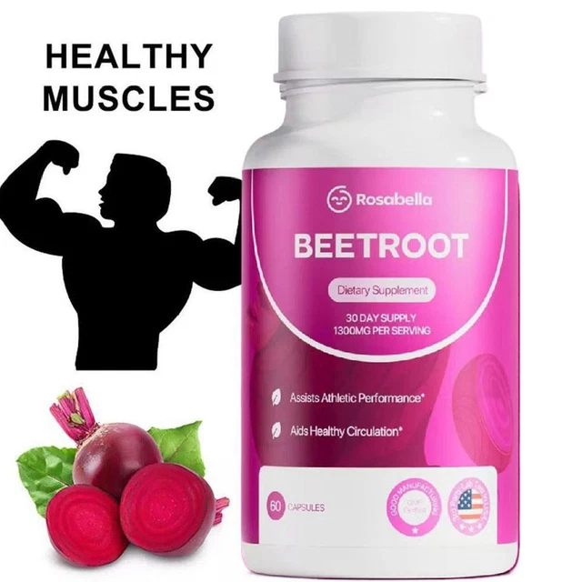 ROSABELLA BEET ROOT Capsules - 1300mg Beetroot Powder Support Muscle ...