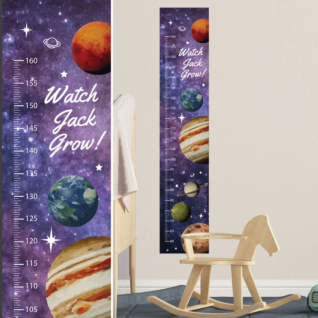 PLANETS OUTER SPACE Stars Custom Measuring Height Growth Chart + 8 Wall ...
