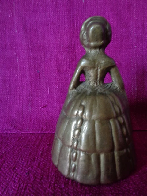 CLOCHETTE SERVICE TABLE Bronze Femme XIXème Crinoline Bell banks Glocke ...