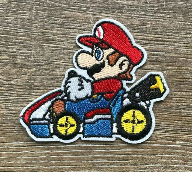 SUPER MARIO PATCH Aufnäher Bügelbild Nintendo Kart Rennauto Spiel Game ...
