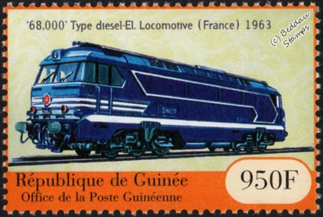 SNCF (FRANCE) CLASS 68000 A1A-A1A Diesel Locomotive Train Stamp #2 £1. ...