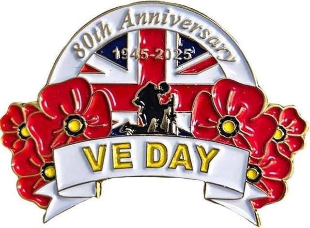 VE DAY 2025 80th anniversary Pin Badge Brooch Union Jack Flag ...