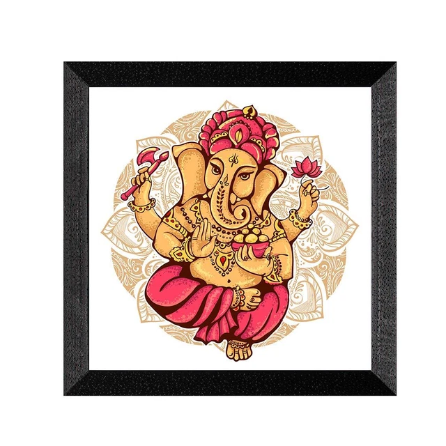 INDIAN TRADITIONAL ABSTRACT Wall Art Of Ganpati Dev With Frame For Home ...