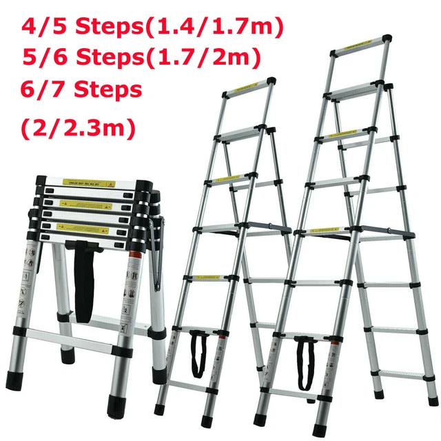 ALUMINUM TELESCOPIC EXTENSION Ladder A-Frame Folding Step Multi Purpose ...