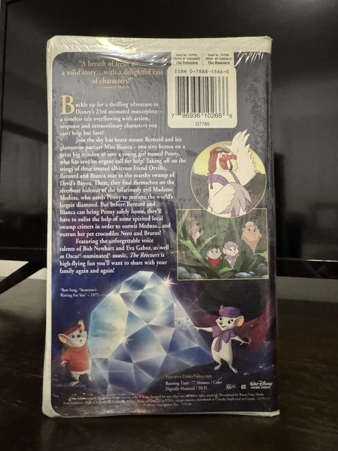THE RESCUERS (VHS) Walt Disney Masterpiece Collection, Clamshell Case ...