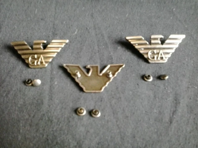 REPLACEMENT GIORGIO ARMANI 3 X Metal Badges 50mm Diameter With Backing ...