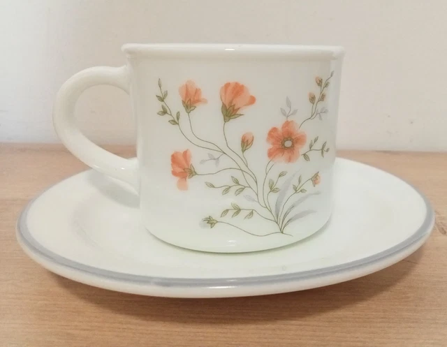 PYREX EMILY SPRING Garden Tea Cup and Saucer x2 Vintage Retro England ...