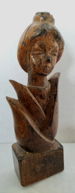 QUAN LIN GODDESS Antique Wooden Authentic Statuette Beautiful ...