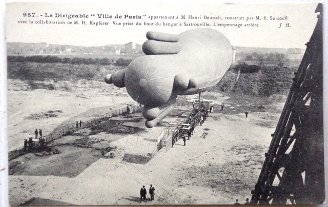 CPA VILLE DE PARIS Dirigeable de Henri Deutsch vue Hangar Sartrouville ...