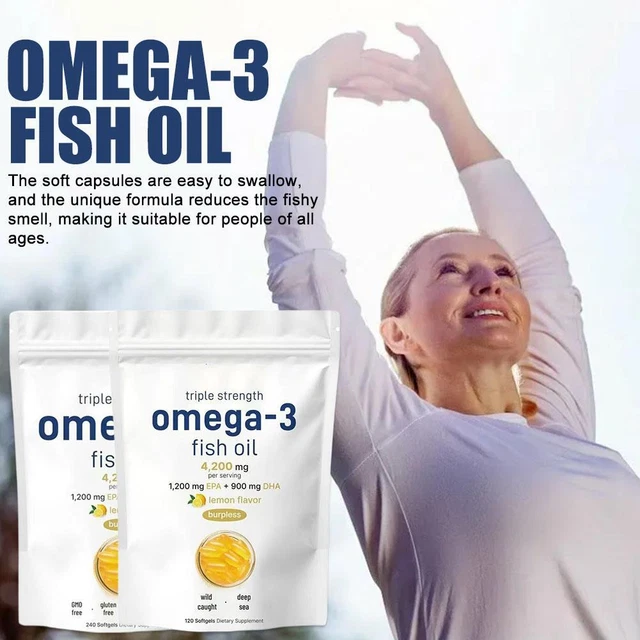 TRIPLE STRENGTH FISH Oil - 1200mg EPA/900mg DHA - Lemon flavor - 120/240pcs J7 £6.94 - PicClick UK
