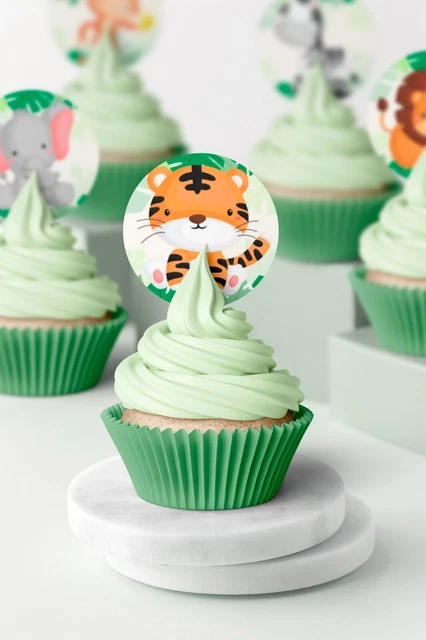 BABY JUNGLE ANIMALS Edible Icing Wafer cupcake Toppers Birthday Decorations £13.60 - PicClick UK