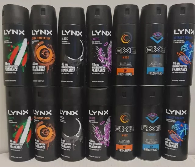 LYNX AXE DEO 150ML X 3 Or 6 Can Africa Excite Black Dark Temp Atract Him Marine 10.49 PicClick UK
