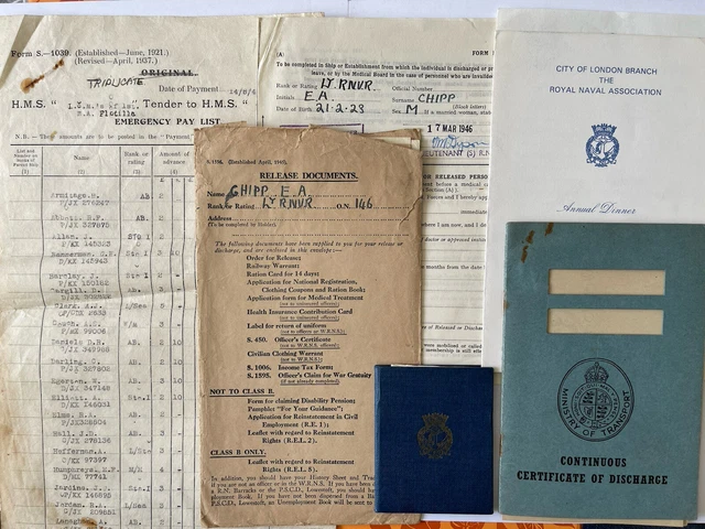COLLECTION OF POST-WW2 Merchant Navy & RNVR Documents. Officer End Of ...