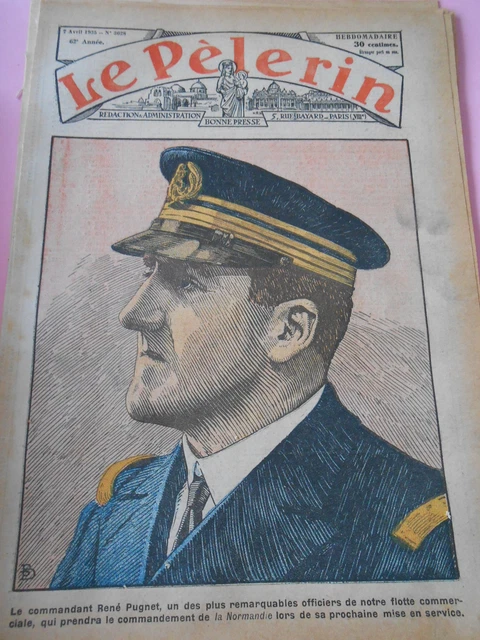 LE COMMANDANT RENÉ Pugnet offiers flotte dessin Print 1935 EUR 3,70 ...