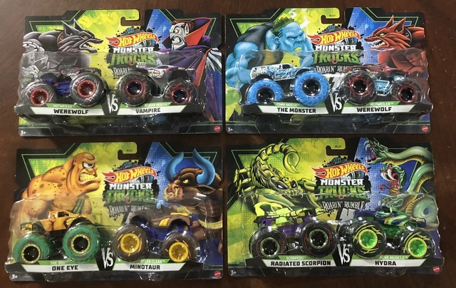 HOT WHEELS MONSTER Trucks WEREWOLF VAMPIRE MONSTER ONE EYE MINOTAUR ...