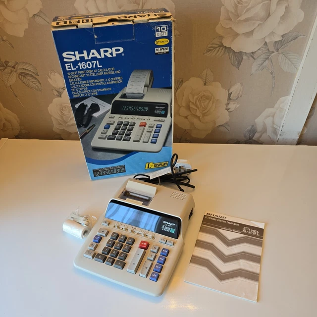 VINTAGE SHARP EL-1607L Desk Calculator Electric Printing + Paper ...