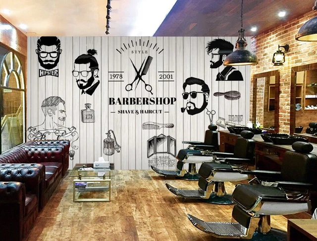 3D SALON E703 Hair Cut Barber Shop Wallpaper Mural Wall Print Murals CA ...