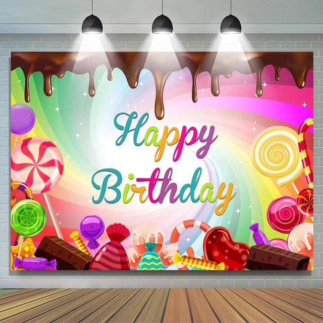 COLOR CANDY WORLD Chocolates Happy Birthday Backdrop $35.97 - PicClick AU