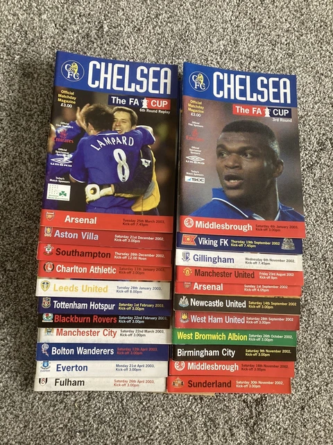 JOB LOT OF 23/24 Chelsea Home Programmes 2002-03 Season. £10.99 ...