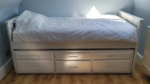 3FT SINGLE BED Frame Trundle/Captains Bed Three Drawer Storage Wooden £ ...