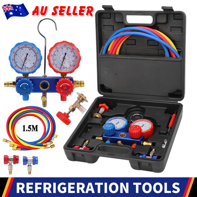 AIR CONDITIONER A/C Refrigeration Tools Kit Manifold Gauge Set 5 Feet ...