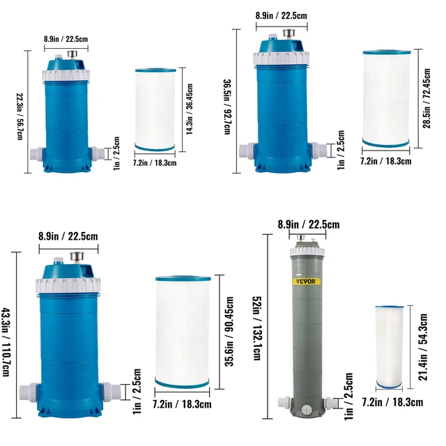 VEVOR POOL CARTRIDGE Filter In/Above Ground Swimming Pool 50/100/150 ...