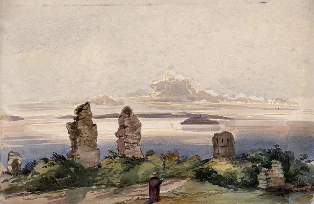 CAROLINE ANN BRERETON Watercolour Painting RUINS OF ABBEY GREAT ORME ...