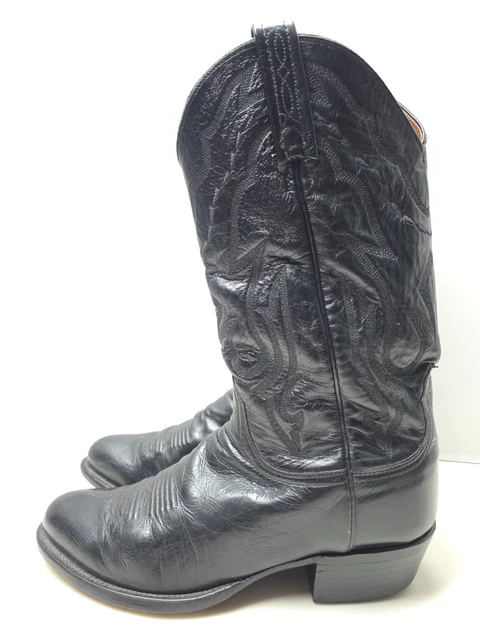 LUCCHESE 2000 BLACK T3094 R4 Calfskin Cowboy Western Boots Size US Mens ...