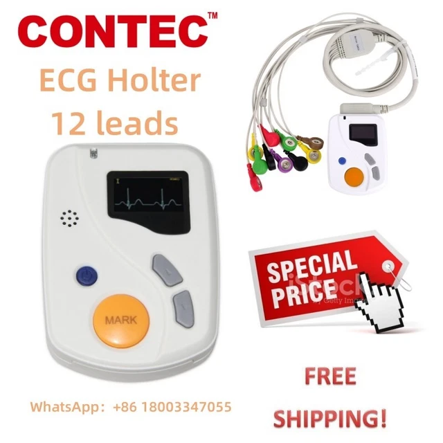 CONTEC TLC6000 DYNAMIC 48-Hour 12 Lead ECG/EKG Holter Monitor Alalyzer ...