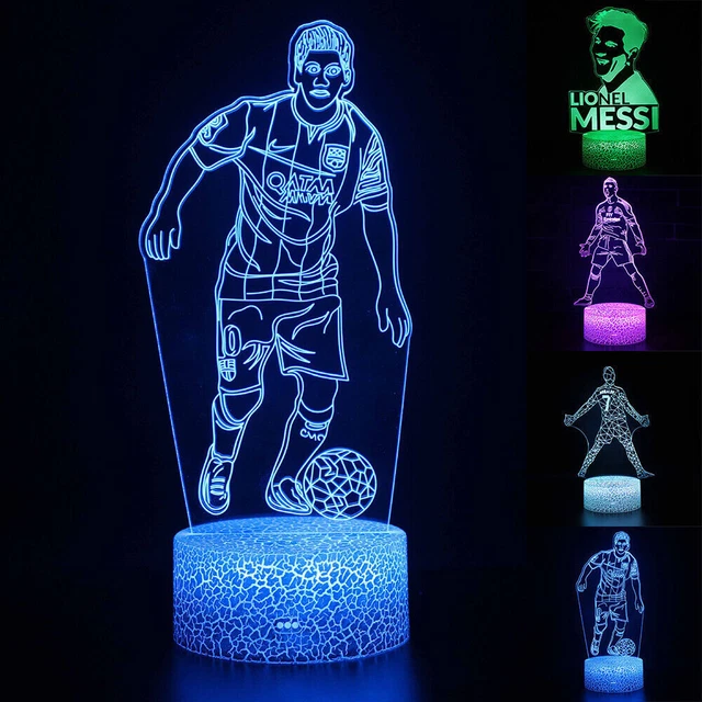 3D RONALDO FOOTBALL Night-Light LED Soccer Star Colour Lamp Bedroom ...