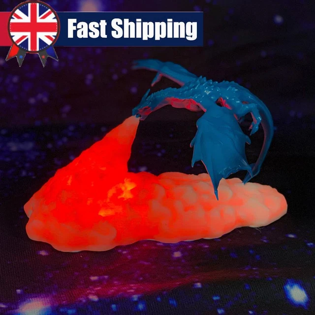3D PRINTED TABLE Lamp USB Charge Fire/Ice Dragon Atmosphere Light ...