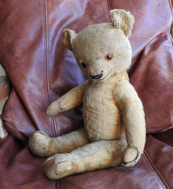 CHAD VALLEY 1930 LABEL 20" (50cm) MOHAIR MAGNA TEDDY BEAR "URI" GLASS ...