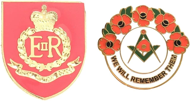 ROYAL MILITARY POLICE British Badge And Masonic We Will Remember Enamel ...