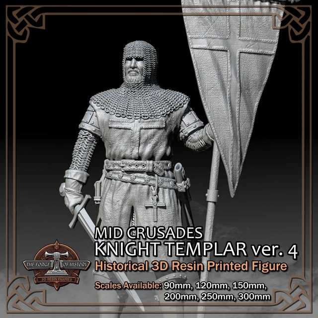 CRUSADER KNIGHT TEMPLAR 4 - 3D Resin Printed Figure Model - Scale 90mm ...