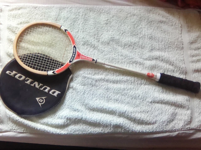 RARE VINTAGE DUNLOP Squash Racket Red Flash Vgc With Original Cover £16 ...