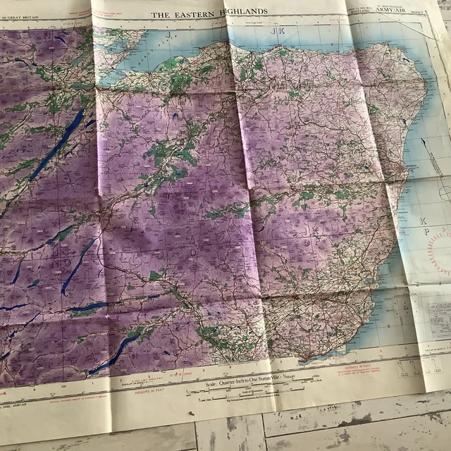 RARE WWII O/S Map 2nd War Edition ARMY / AIR 1945 The Eastern Highlands ...