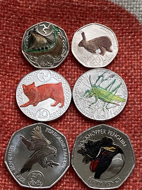 50P UNC COIN Bundle Rockhopper 🐧 Peregrine 🦅 Cat 🐱 Viking Boat 10p 20p ...