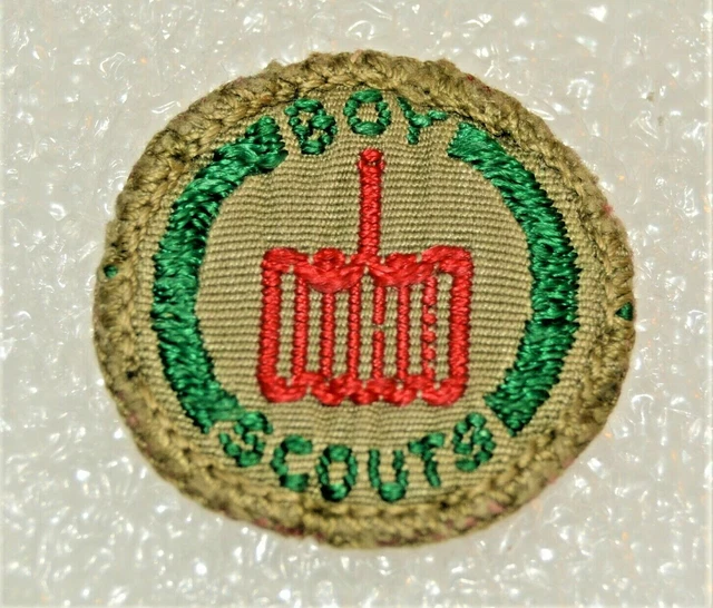 RED GRILL BOY Scout Camp Cook Proficiency Badge Brown back Troop Small ...
