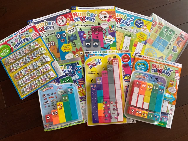 MAGAZINE 121,148 &142, NUMBERBLOCKS 1-5, 6-10 &11-15 FULL SET+ 3 Maths ...