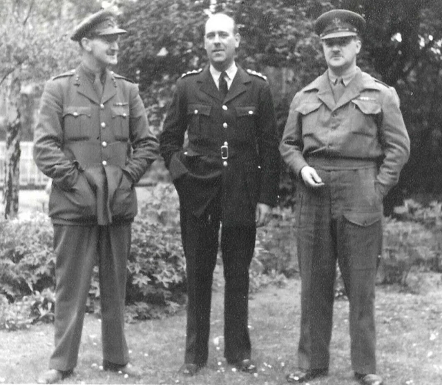 WW2 REAL PHOTO Postcard British Army Officers & Man Police Uniform RPPC ...