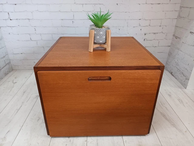VINTAGE RECORD CABINET Mid Century Modern Retro Vinyl Storage Unit Teak ...