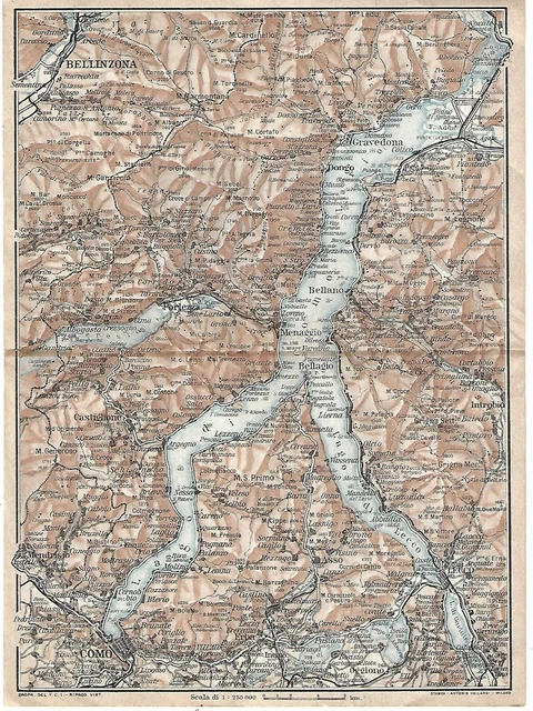 CARTA GEOGRAFICA ANTICA LAGO DI COMO TCI 1923 Antique map EUR 21,00 ...