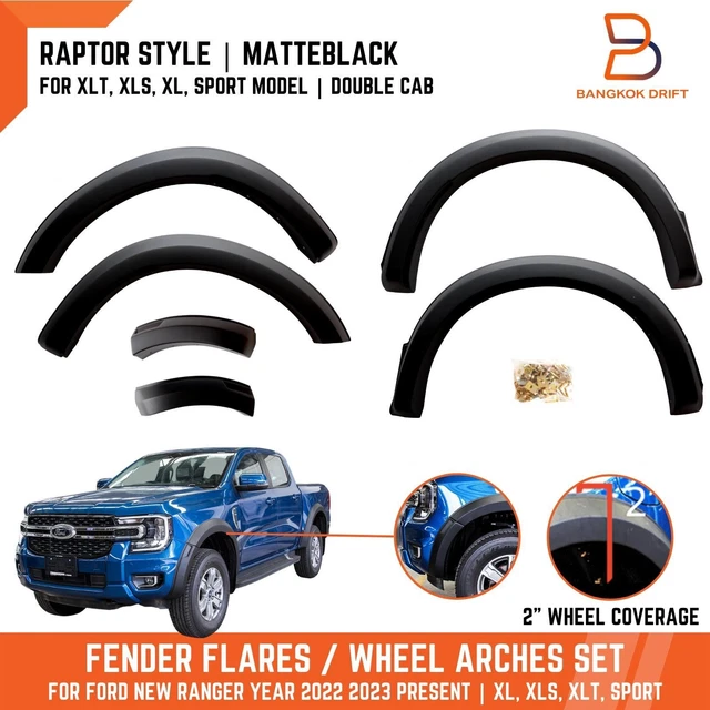 RAPTOR STYLE MATTEBLACK Fender Flare FOR Ford Ranger 22-24 P703 PY XL ...