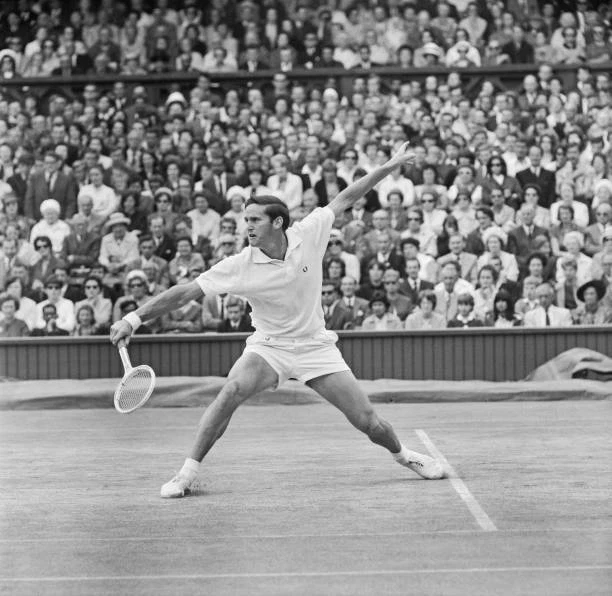 AUSTRALIAN TENNIS PLAYER Roy Emerson plays Fred Stolle London 1960s OLD ...