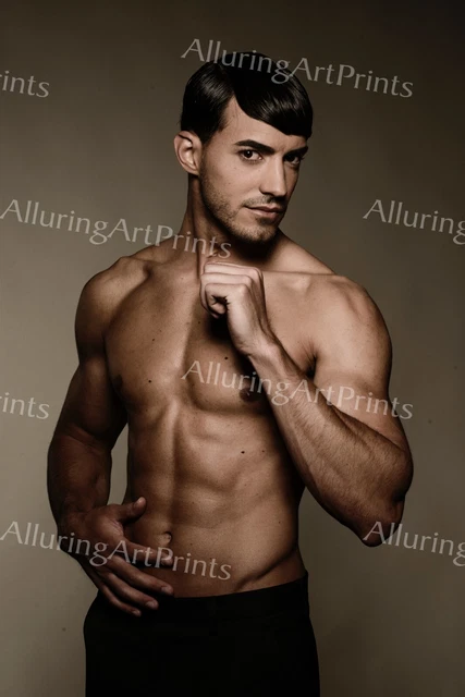 MALE MODEL PRINT Beefcake Handsome Shirtless Muscular Slender Fine Wall ...